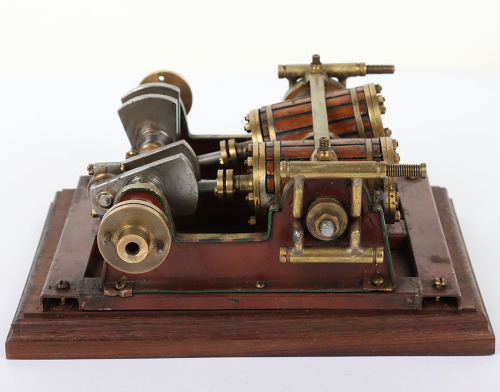 A brass twin cylinder Horizontal Oscillating model steam engine, circa 1930