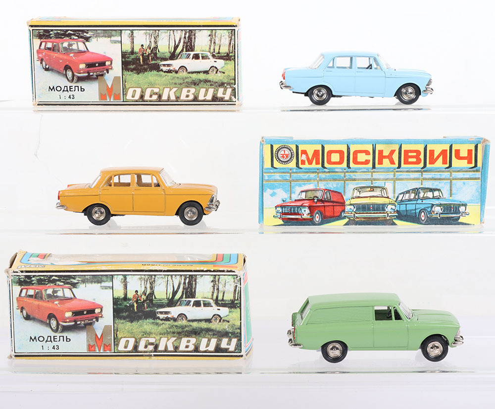 Three Russian Moskvitch Diecast Models