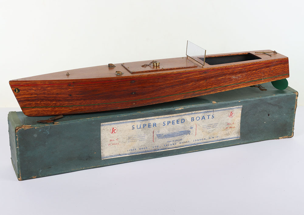 A boxed Kellner for Tri-ang clockwork No.4 Super Speed boat, circa 1935