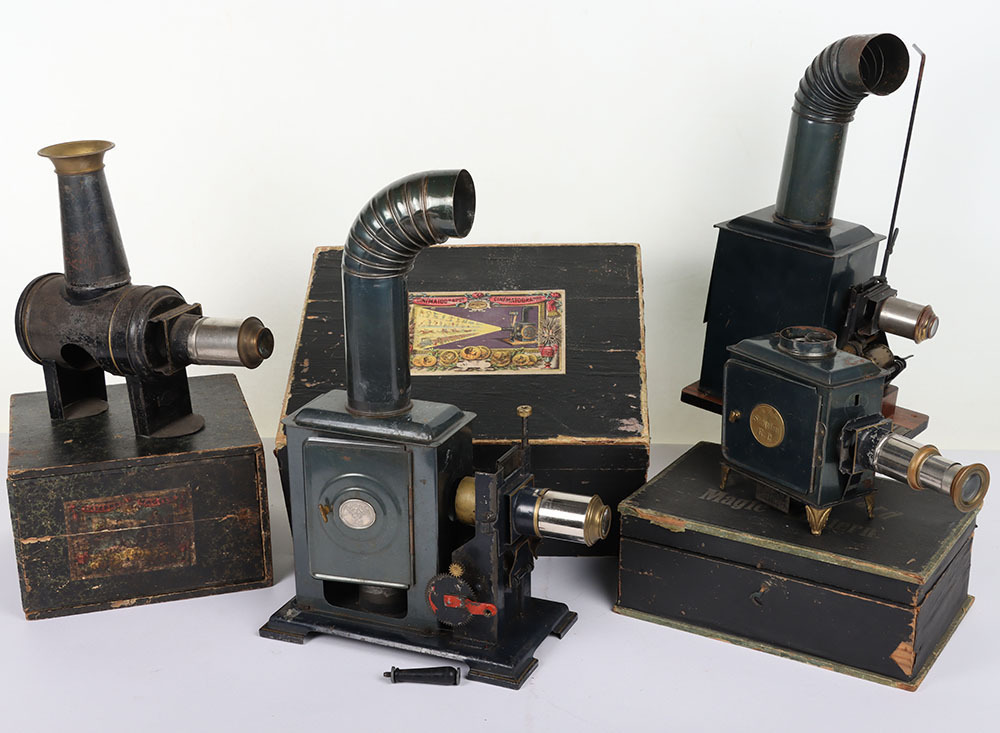 Four Magic Lanterns including a boxed Ernst Plank Cinematographe Magic ...