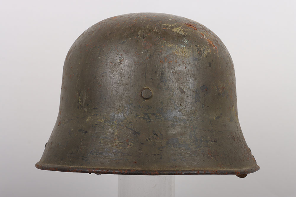 WW1 German M-16 Battle Damaged Steel Combat Helmet