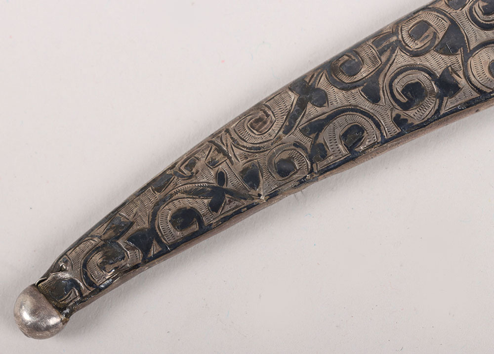 Imperial Russian Hallmarked Silver Niello Miniature Kindjal c.1900