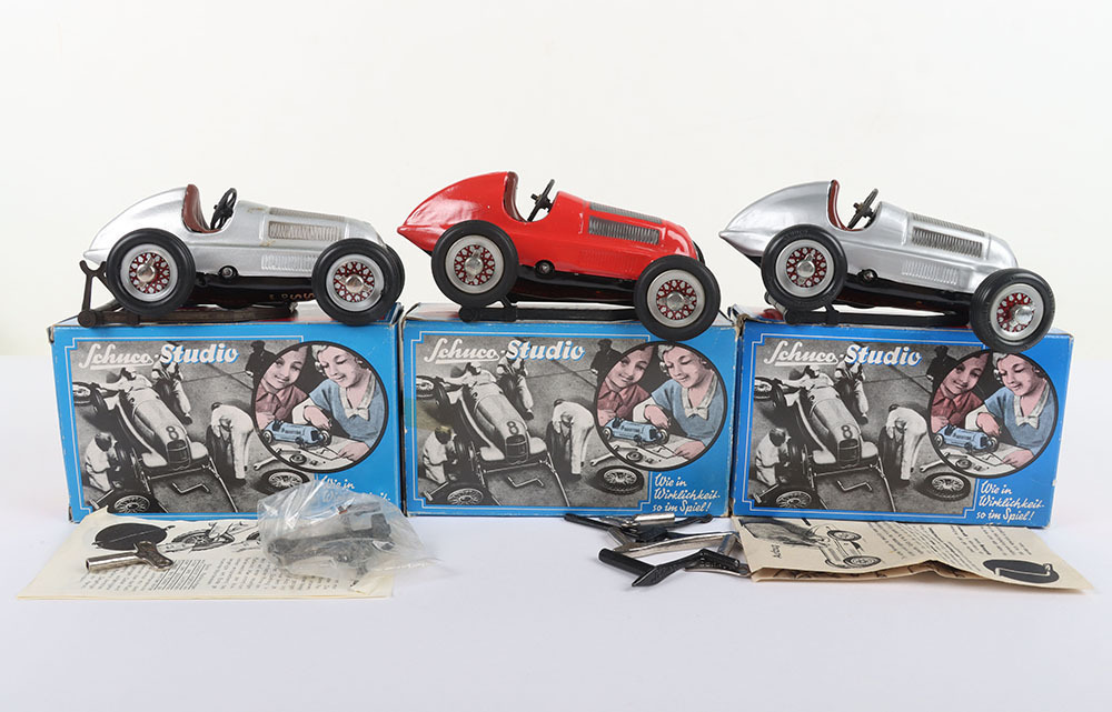 Three Boxed Schuco Studio Tinplate Mercedes Grand Prix 1936 Racing Cars