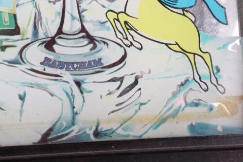 A vintage Baby Sham mirrored sign