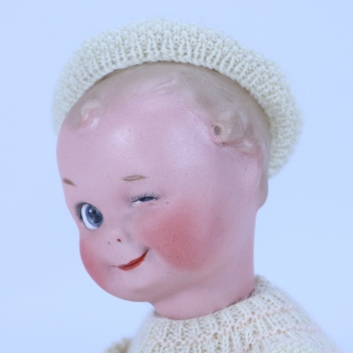 A rare Gebruder Heubach 9141 ‘Winker’ bisque head character doll ...