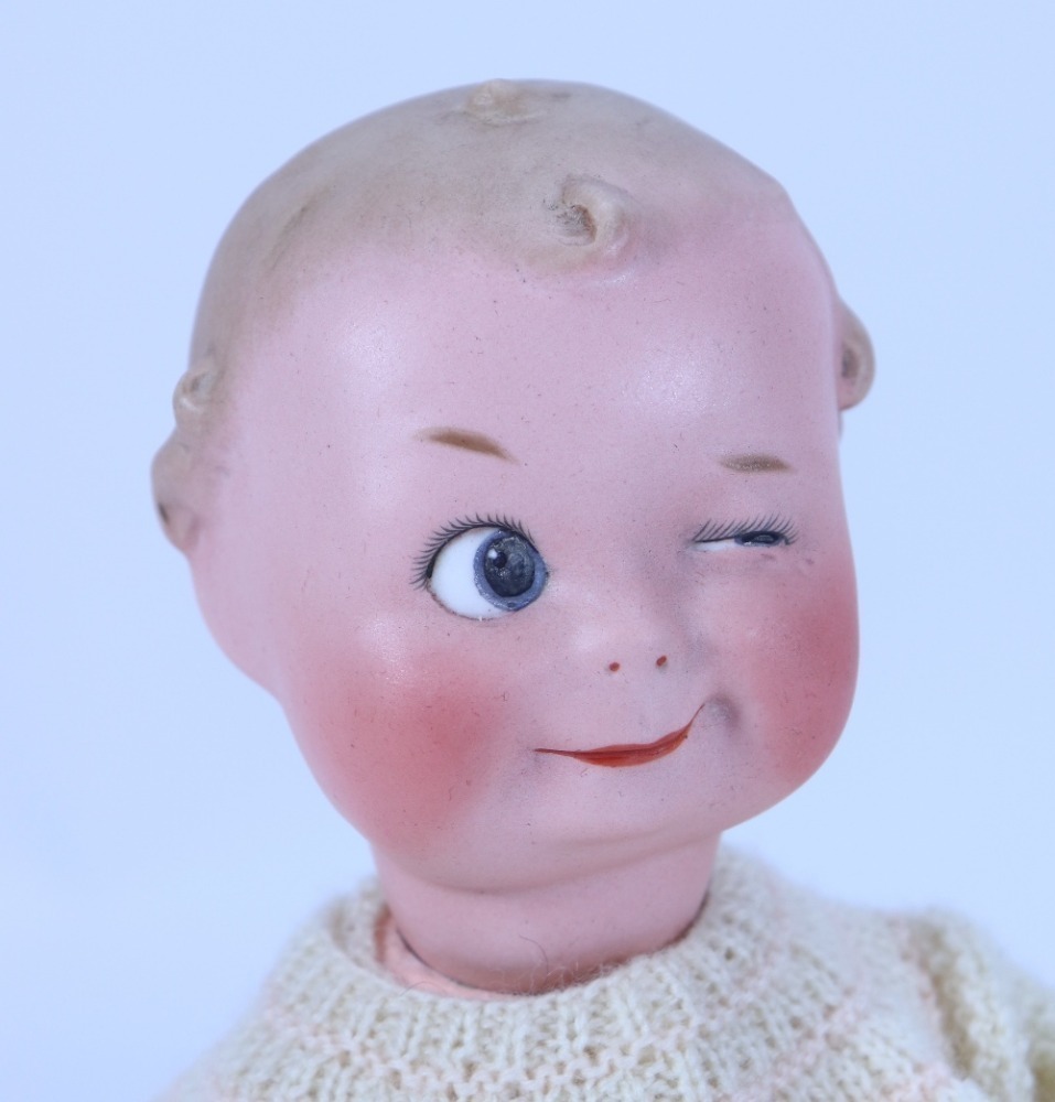 A rare Gebruder Heubach 9141 ‘Winker’ bisque head character doll ...
