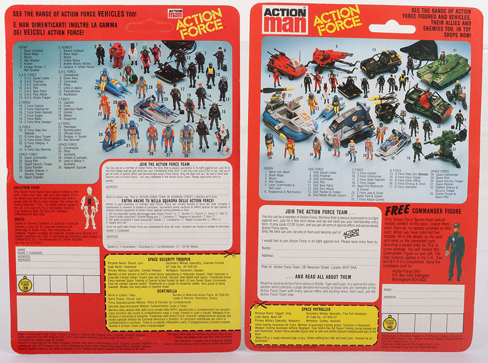 Two Vintage Action Force Space Force Action Figures Series 2 carded moc ...