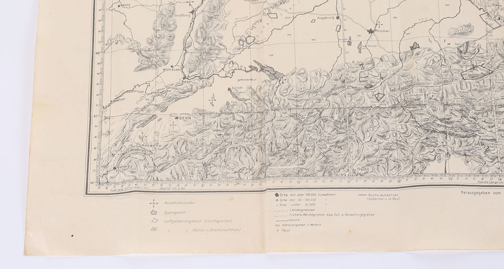 WW2 German Luftwaffe Navigation Chart