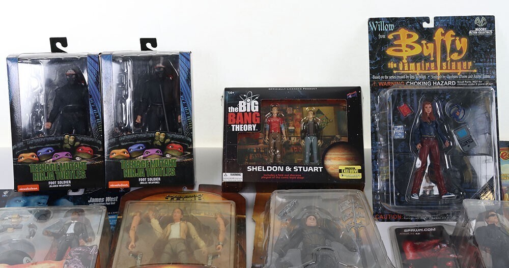 Collection of Nineteen TV Related Action Figures and Toys.