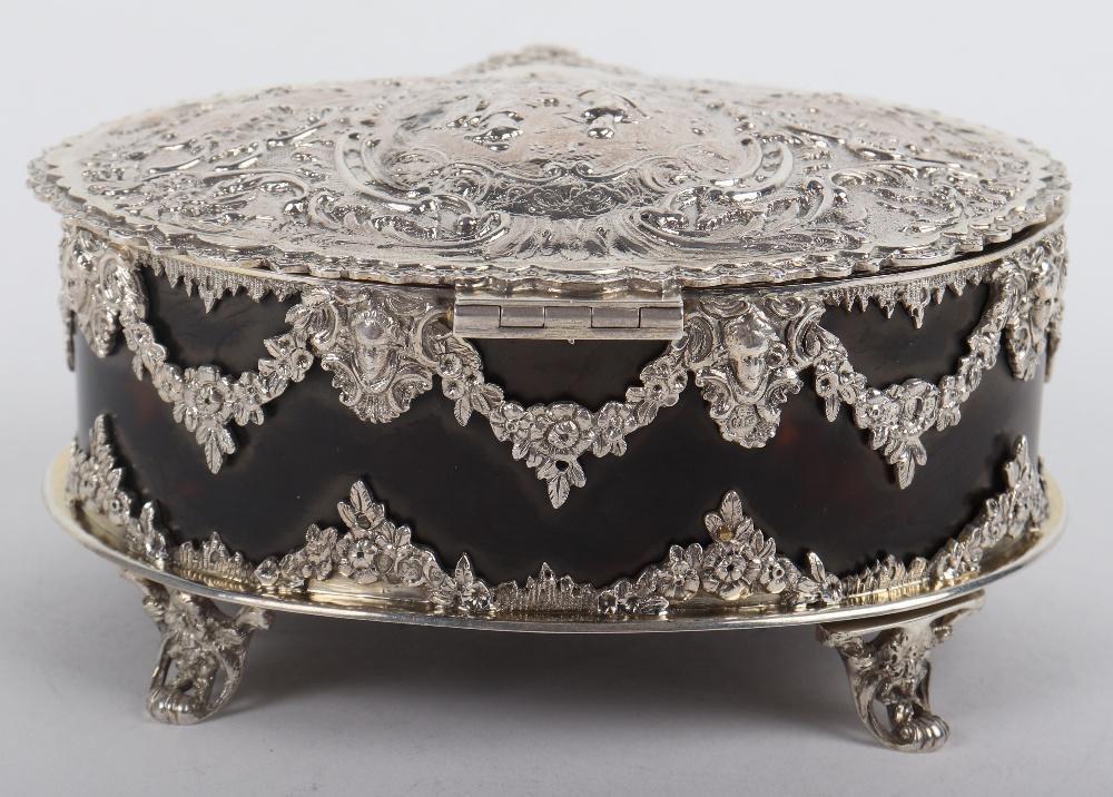 A fine Victorian silver tortoiseshell casket, George Fox, London 1893