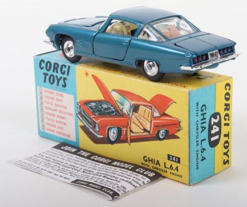 Corgi Toys 241 Chrysler Ghia L.6.4 Scarce kingfisher blue body