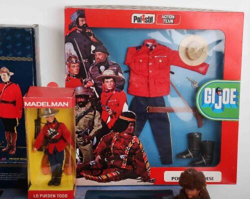 A quantity of action figures and Action Men, An RCMP Elite porcelain ...