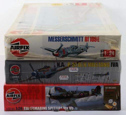 Three Airfix 1:24 scale WWII Fighter Aircraft model kits